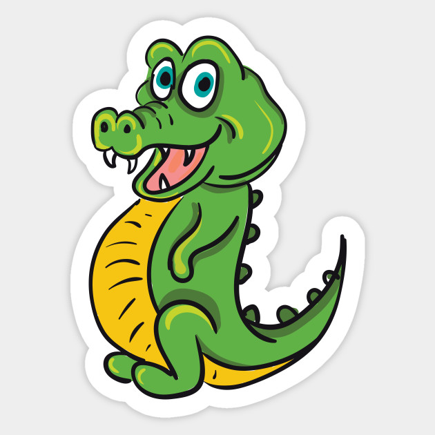 Cute crocodile or alligator cartoon - Crocodile - Sticker | TeePublic